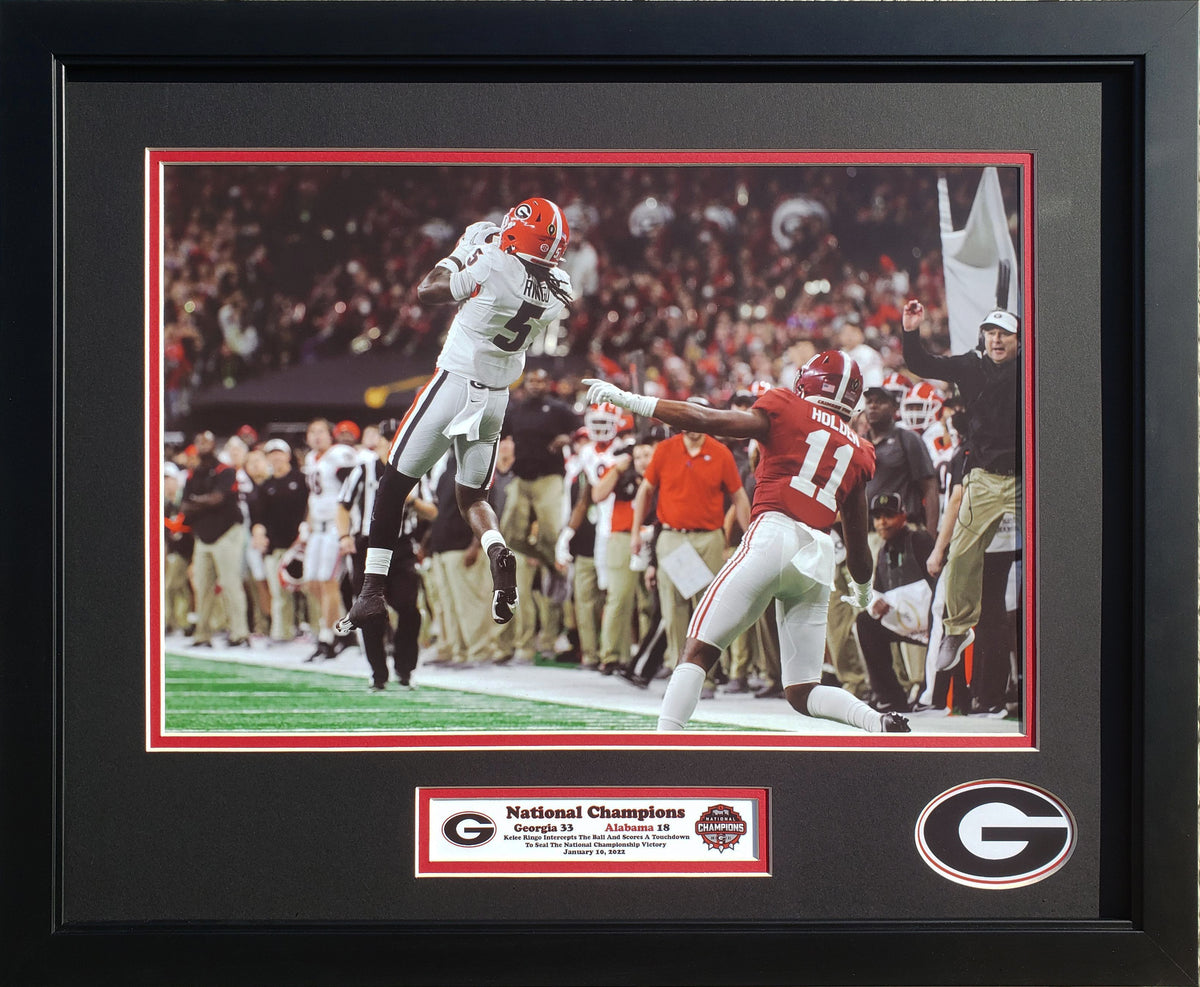 Georgia Bulldogs 2021 CFP National Champions Kelee Ringo Pick-6 Interc ...